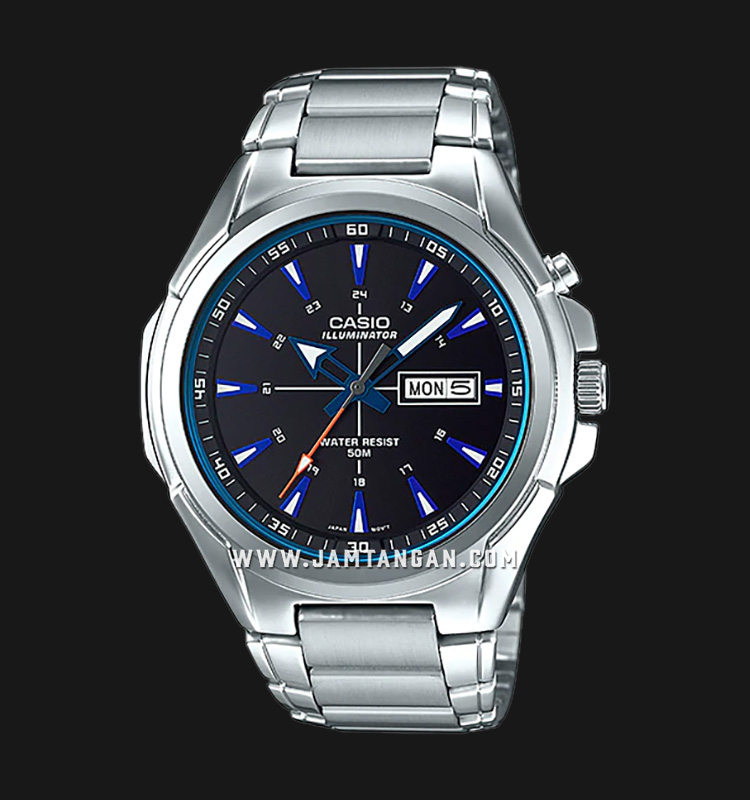 Casio General MTP-E200D-1A2VDF Men Black Dial Stainless Steel Strap | Jamtangan.com