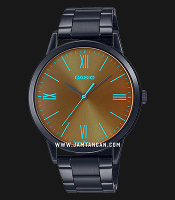 Casio General MTP-E600B-1BDF Men Brown Dial Black Stainless Steel Band | Jamtangan.com