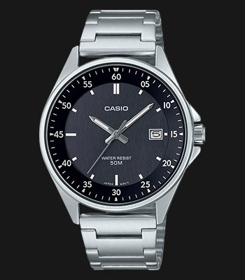 Casio General MTP-E705D-1E MTP-E705D-1EVDF Men Black Dial Stainless Steel Band | Jamtangan.com