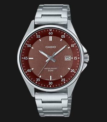 Casio General MTP-E705D-5E MTP-E705D-5EVDF Enticer Men Brown Dial Stainless Steel Band ...