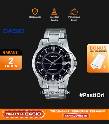 Casio General MTP-V004D-1CUDF Black Dial Stainless Steel Band ...