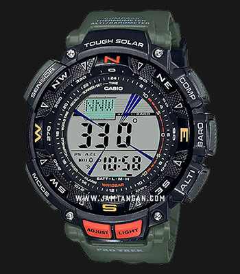 Casio Pro Trek PRG-240-3DR Tough Solar Digital Dial Green Resin Strap ...