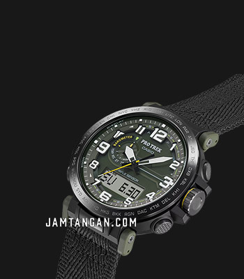Casio Pro Trek PRG-601YB-3DR Solar Powered Army Green Digital Analog Dial Black Cloth Band ...