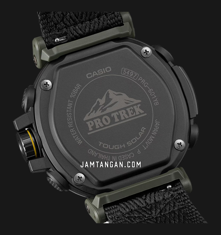 Casio Pro Trek PRG-601YB-3DR Solar Powered Army Green Digital Analog Dial Black Cloth Band ...