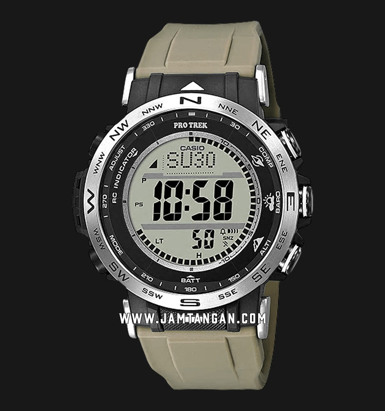 Casio Pro Trek PRW-30-5DR Tough Solar Digital Dial Green Resin Strap ...
