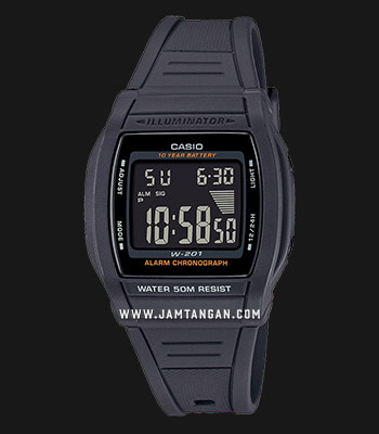 Casio General W-201-1B W-201-1BVDF Digital Dial Black Resin Band ...