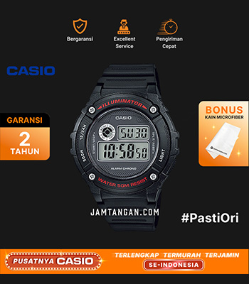 Casio General W-216H-1A W-216H-1AVDF Digital Dial Black Resin Band ...