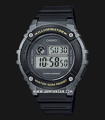 Casio General W-216H-1B W-216H-1BVDF 7 Years Battery Life Digital Dial Black Resin Band ...