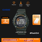 Casio General W-216H-3BVDF Digital Dial Green Resin Band | Jamtangan.com