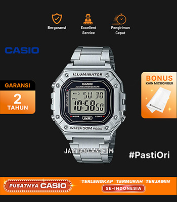 Casio General W-218HD-1A W-218HD-1AVDF Digital Dial Stainless Steel ...