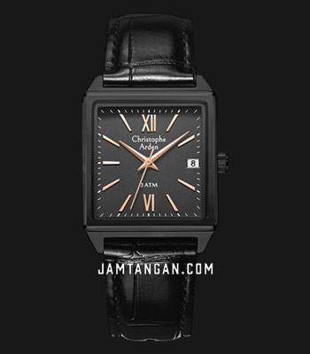 Christophe Arden CA 2003 MD LIPBARG Men Black Dial Black Leather Strap ...