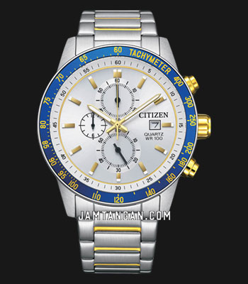 Citizen Chronograph AN3686-53A Men Silver Dial Dual Tone Stainless ...