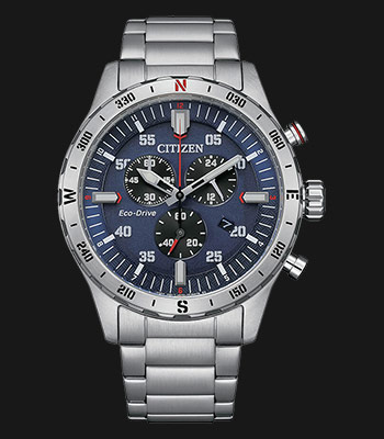 Citizen Eco Drive AT2520-89L Chronograph Men Blue Dial Stainless Steel ...