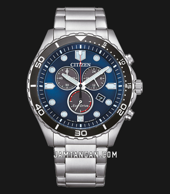 Citizen Eco Drive AT2560-84L Men Chronograph Blue Dial Stainless Steel ...