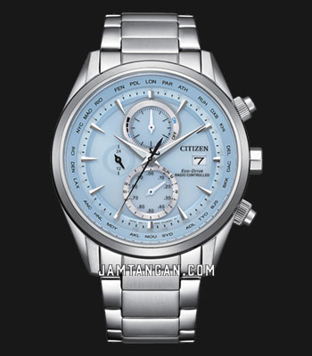 Citizen Eco Drive AT8260-85M Men Light Blue Dial Stainless Steel Strap ...