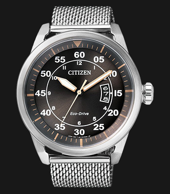 Citizen AW1360-55F Eco-Drive Aviator Men Black Sunray Dial Stainless ...