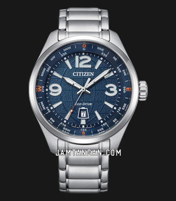 Citizen Eco Drive AW1830-88L Men Pilot Traveler Blue Dial Stainless ...