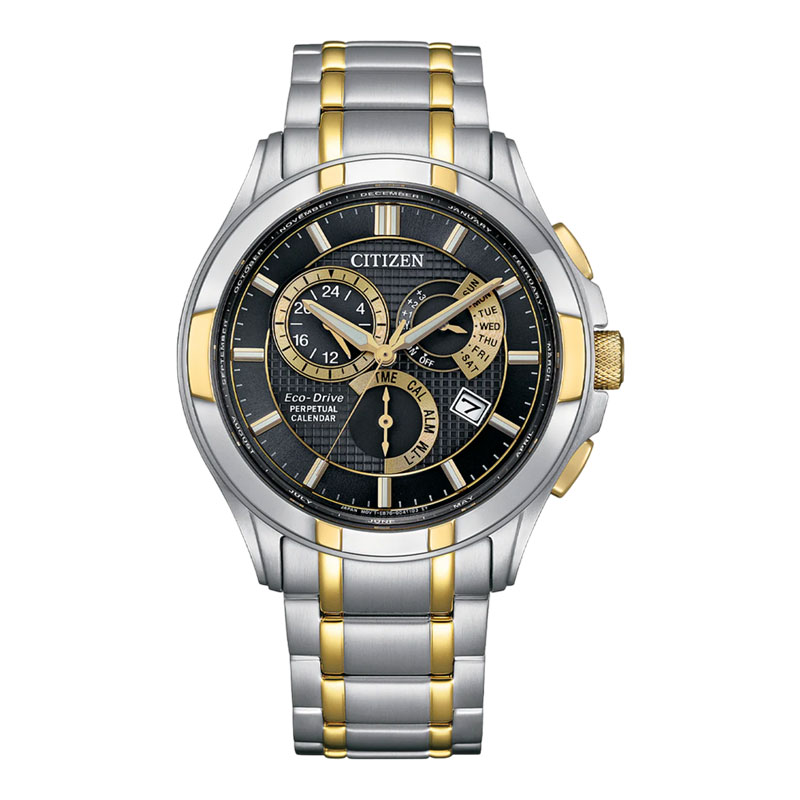 Citizen Eco Drive BL8164-57E Men Peptual Calendar Black Dial Dual Tone ...