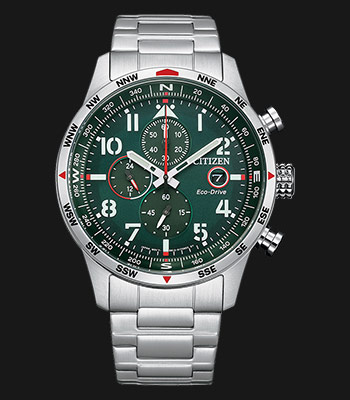 Citizen Eco-Drive CA0791-81X Chronograph Men Green Dial Stainless Steel ...