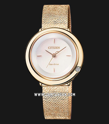 Citizen L EM0643-84X Eco-Drive Light Rose Gold Dial Rose Gold Mesh ...