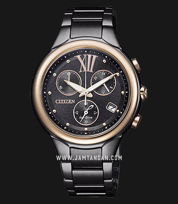 Citizen Eco-Drive FB1316-56E Chronograph Black Dial Black Stainless ...