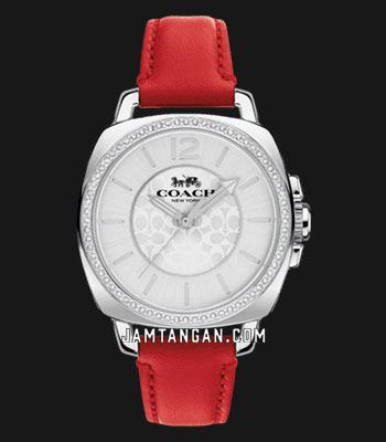 Coach Boyfriend 14503855 Ladies Silver Dial Red Leather Strap ...