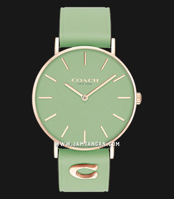 Coach Perry 14503921 Ladies Green Dial Green Leather Strap | Jamtangan.com