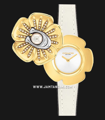 Coach Tea Rose 14504151 Ladies White Dial White Leather Strap ...