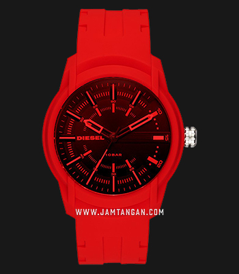 Diesel DZ1820 Armbar Black Dial Red Rubber Strap | JAMTANGAN.COM