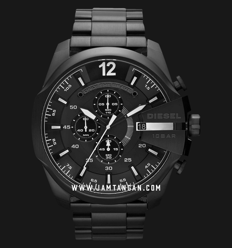 Diesel Mega Chief DZ4283 Chronograph Men Black Dial Black Stainless ...