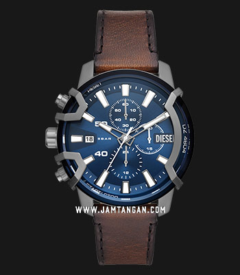 Diesel Griffed DZ4604 Chronograph Blue Dial Brown Leather Strap ...