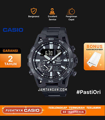 Casio Edifice ECB-40BK-1ADF Sospensione Men Black Dial Black Stainless Steel Band | JAMTANGAN.COM