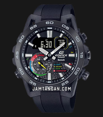 Casio Edifice ECB-40MP-1ADF Sospensione Racing Multicolor Digital Analog Dial Black Resin Band ...