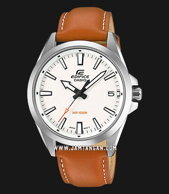 Casio Edifice EFV-100L-7A EFV-100L-7AVUDF Men White Dial Brown Leather ...