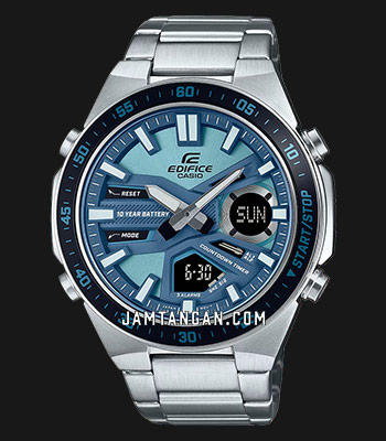 Casio Edifice EFV-C110D-2BDF Blue Digital Analog Dial Stainless Steel ...