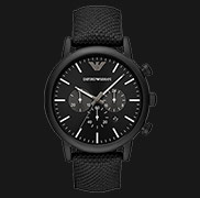 Emporio Armani Chronograph AR11450 Men Black Dial Black Fabric Strap ...