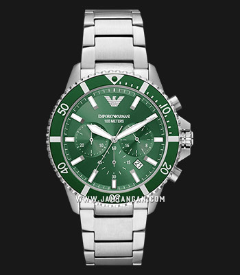 Emporio Armani Chronograph AR11500 Green Dial Stainless Steel Strap ...