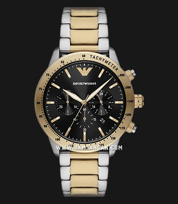 Emporio Armani Chronograph AR11521 Black Dial Dual Tone Stainless Steel ...