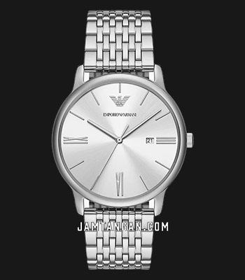 Emporio Armani AR11599 Men Siver White Dial Stainless Steel Strap ...