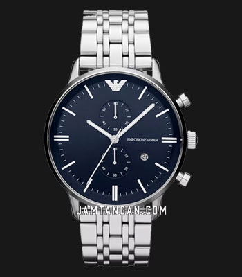 Emporio Armani Chronograph AR1648 Men Blue Dial Stainless Steel Strap ...