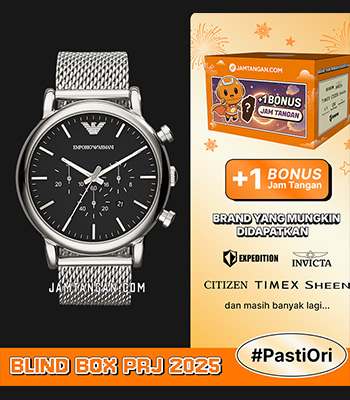 Emporio Armani Chronograph AR1808 Men Black Dial Silver Steel Mesh ...