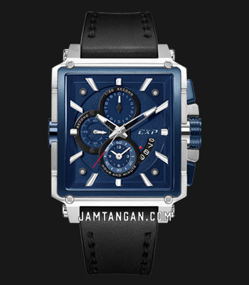 Expedition Chronograph E 6618 MC LTUBU Men Blue Dial Black Leather Strap | JAMTANGAN.COM