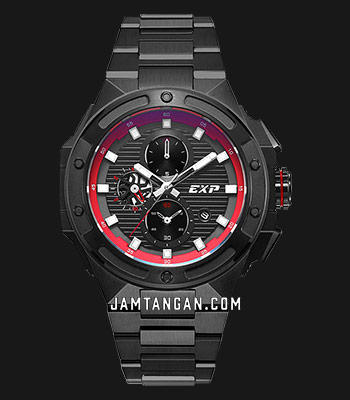 Expedition Chronograph E 6818 MC BIPBARE Men Black Dial Black Stainless Steel Strap | JAMTANGAN.COM