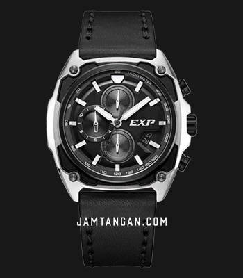 Expedition Chronograph E 6835 MC LTBBA Men Black Dial Black Leather Strap | Jamtangan.com