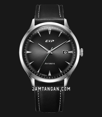 Expedition Automatic E 6853 MA LSSBA Men The Moon Black Dial Black Leather Strap | Jamtangan.com