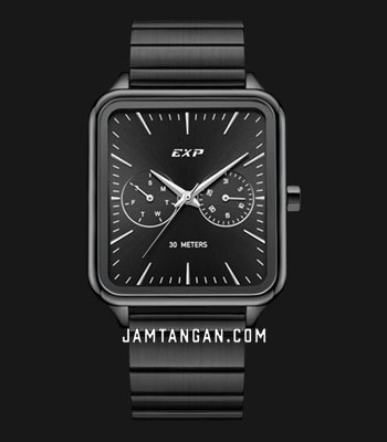 Expedition E 6855 MF BIPBA Men Black Dial Black Stainless Steel Strap | Jamtangan.com