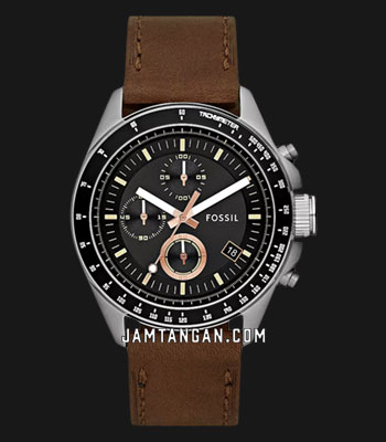 Fossil Decker CH2885 Chronograph Black Dial Brown Leather Strap ...