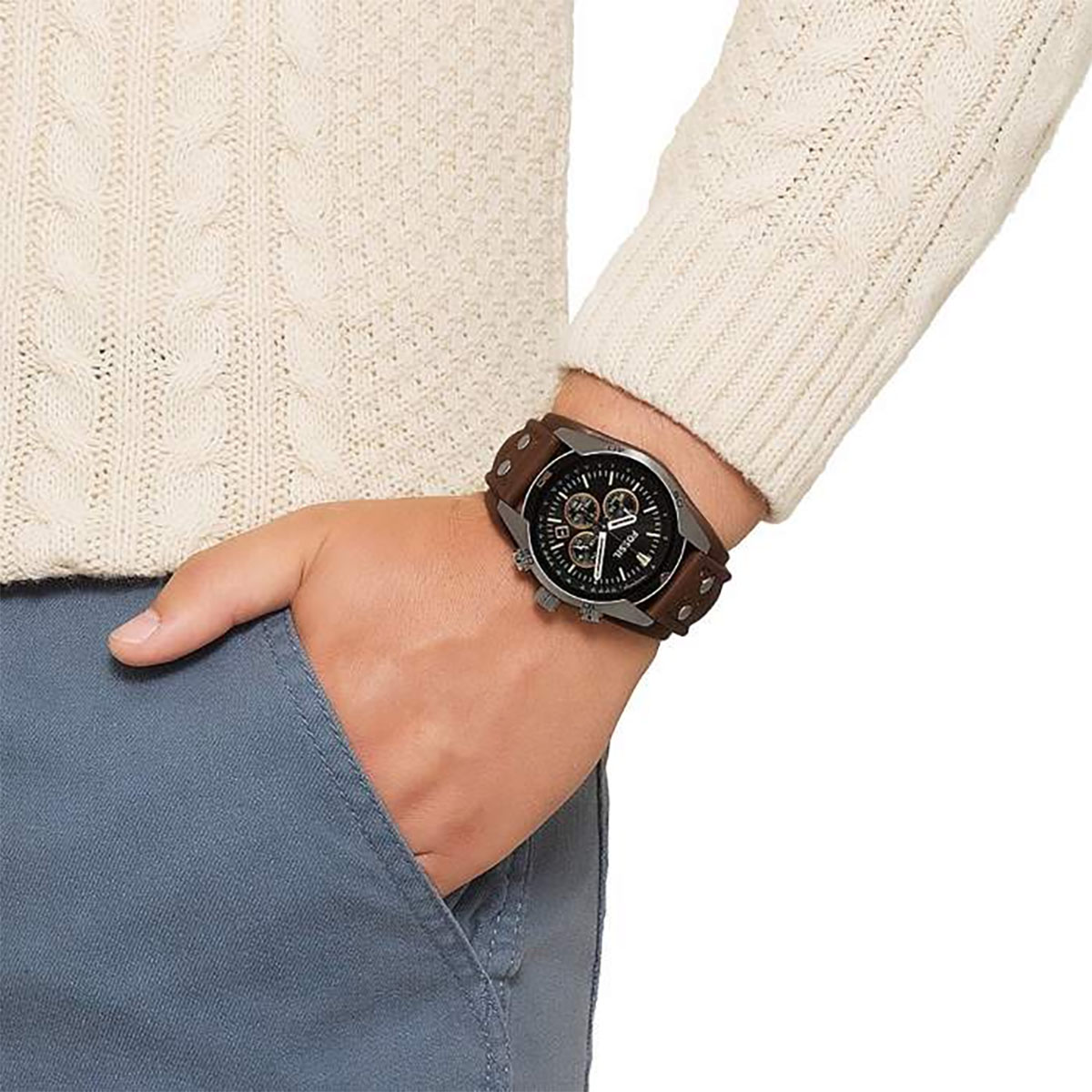 Fossil CH2891 Coachman Chronograph Black Dial Brown Leather Strap ...