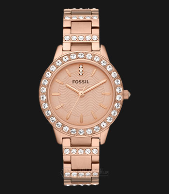 Fossil Jesse ES3020 Ladies Rose Gold Dial Rose Gold Stainless Steel ...