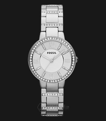 Fossil Virginia ES3282 Ladies Silver Dial Stainless Steel Strap ...